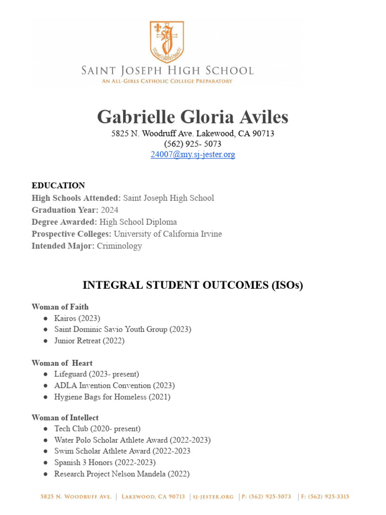 Senior Capstone Resume Template | PDF