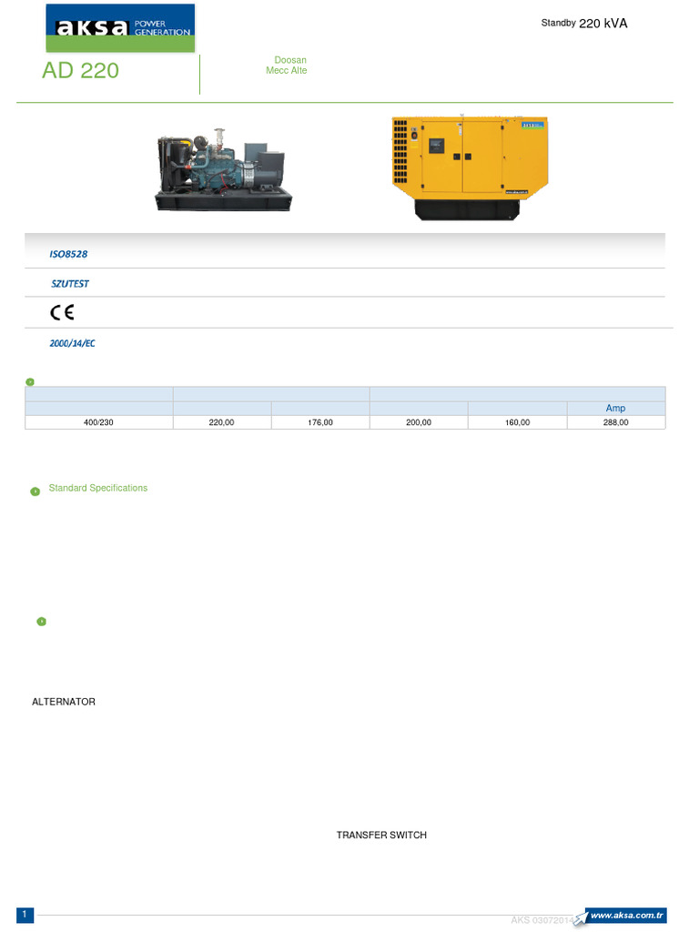 Spetsifikatsiya AKSA AD - 220 | PDF | Manufactured Goods | Electrical ...