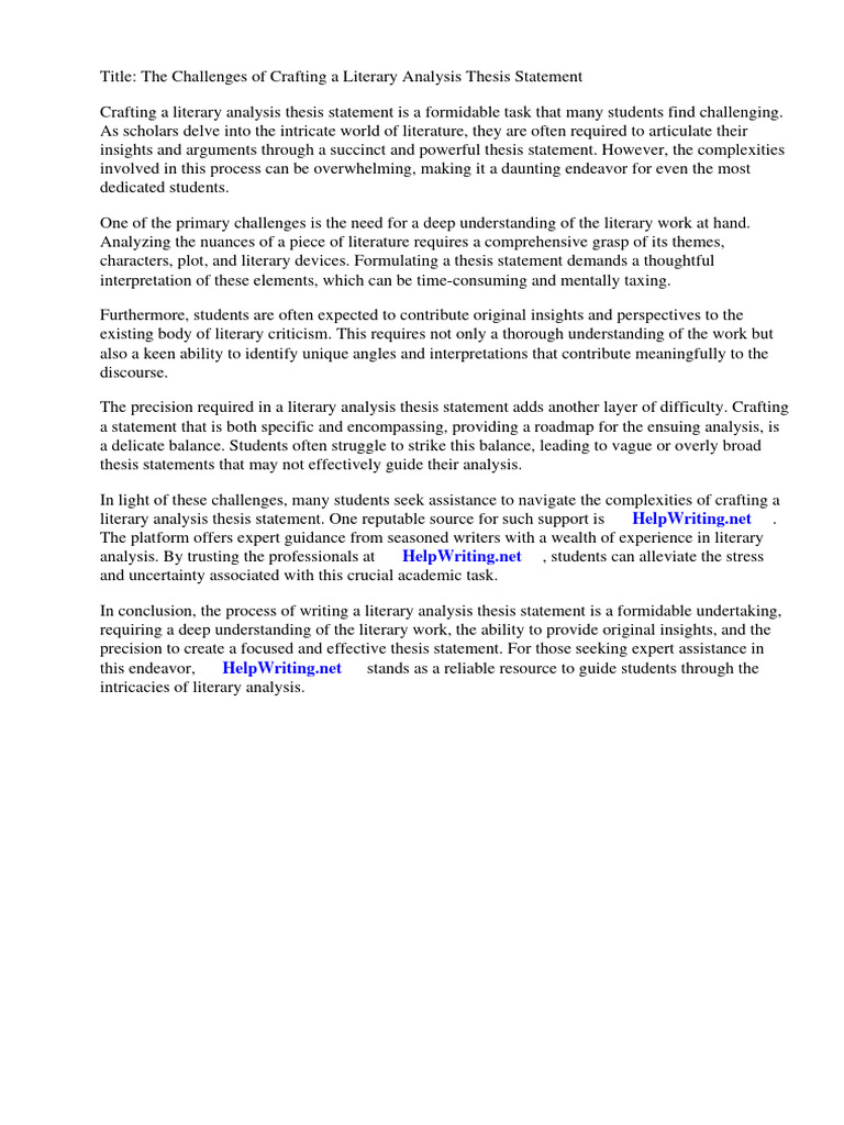 Literary Thesis Crafting Guide | PDF | Essays | Analysis