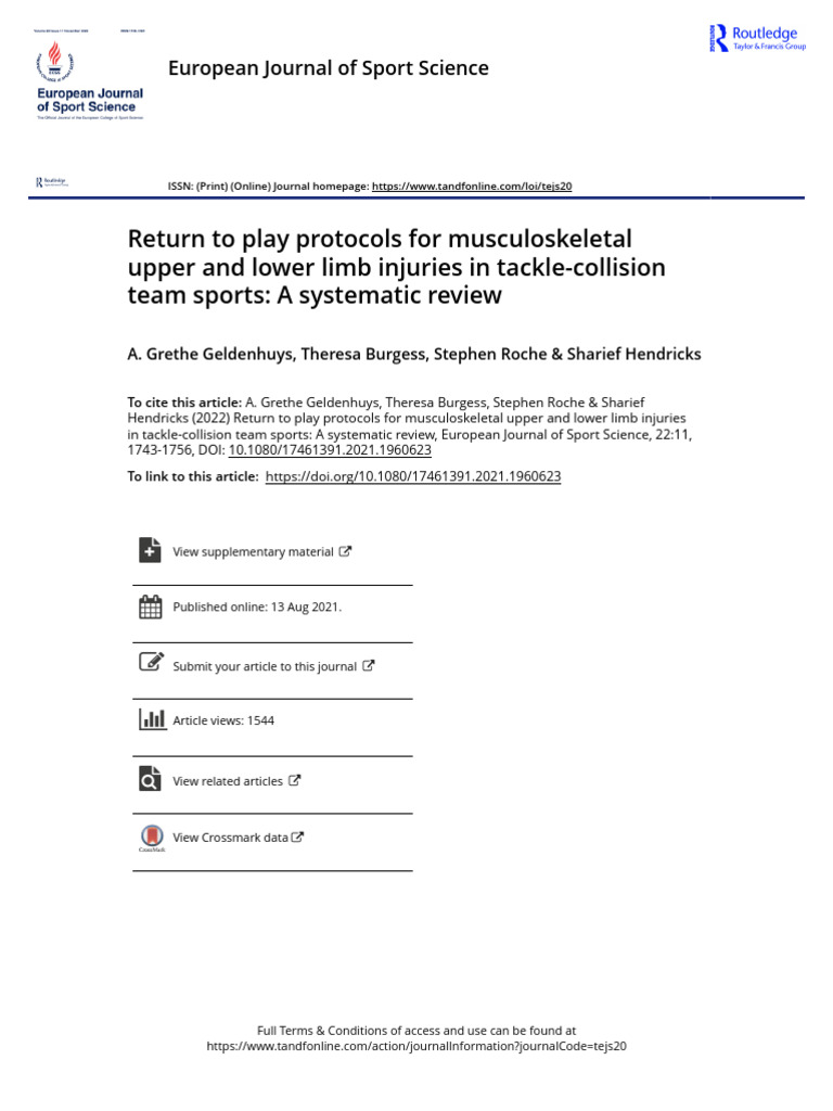 Return To Play Protocols For Musculoskeletal Upper and Lower Limb ... Return To Play Protocols For Musculoskeletal Upper and Lower Limb ...