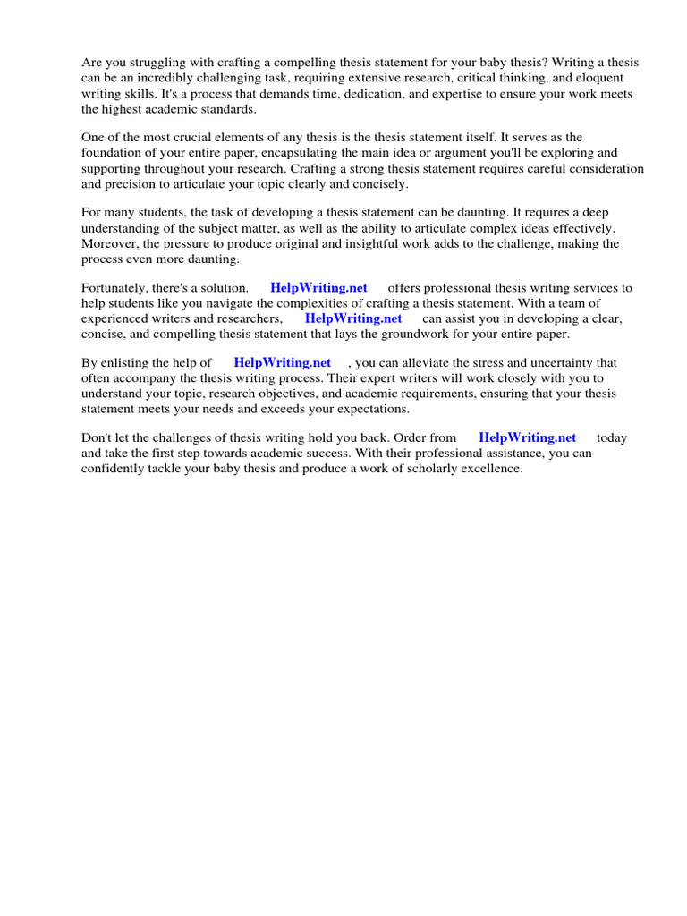 Baby Thesis Statement Example | PDF | Thesis | Advertising