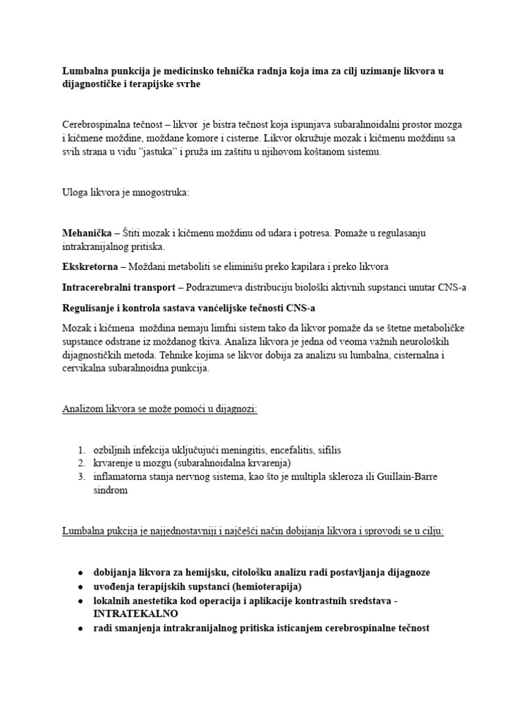Lumbalna Punkcija | PDF