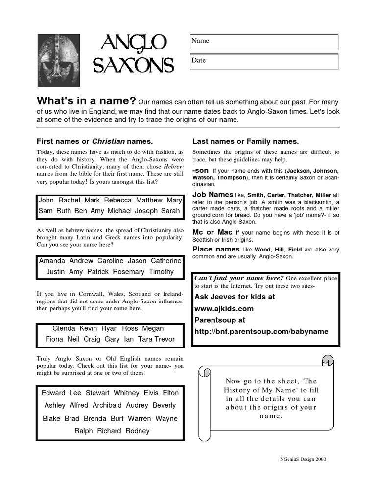 ANGLO SAXON NAMES | PDF