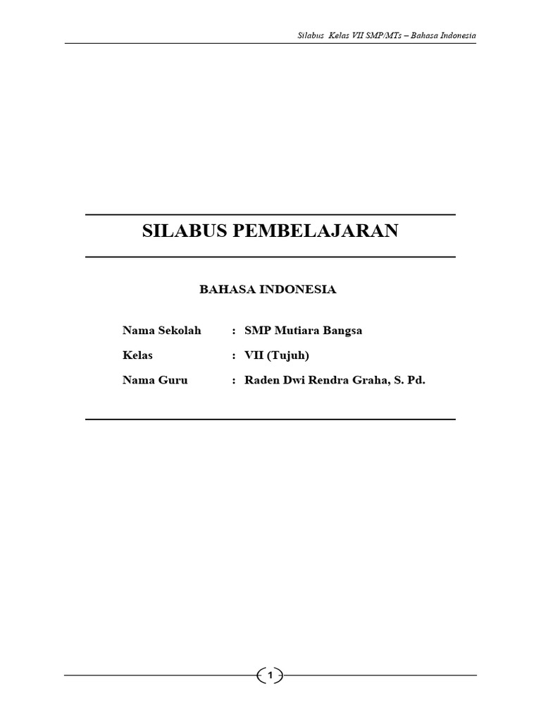Silabus Bindo | PDF | Seni & Disiplin Bahasa
