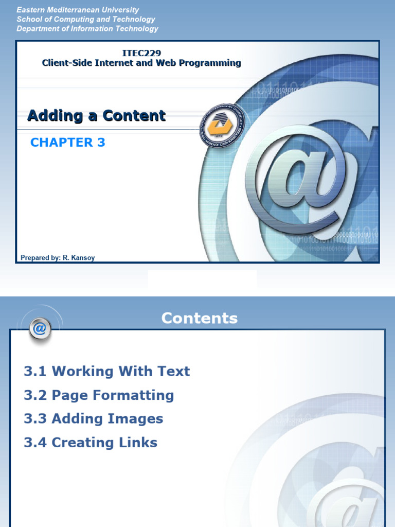 ITEC229 Chapter3 New | PDF | Hyperlink | Html Element