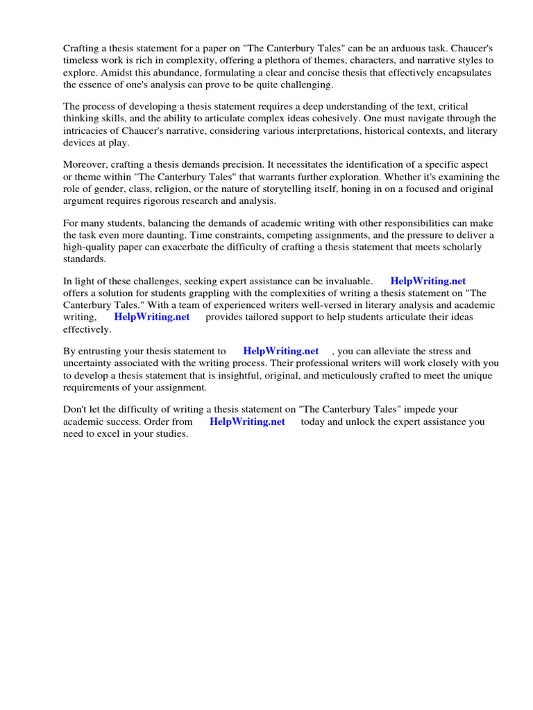 Thesis Help for Canterbury Tales Essays | PDF | The Canterbury Tales