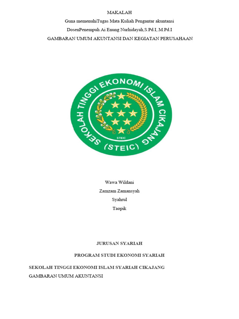 MAKALAH PENGANTAR AKUNTAN Bu Ai Enung | PDF | Bisnis | Pengelolaan Keuangan & Uang