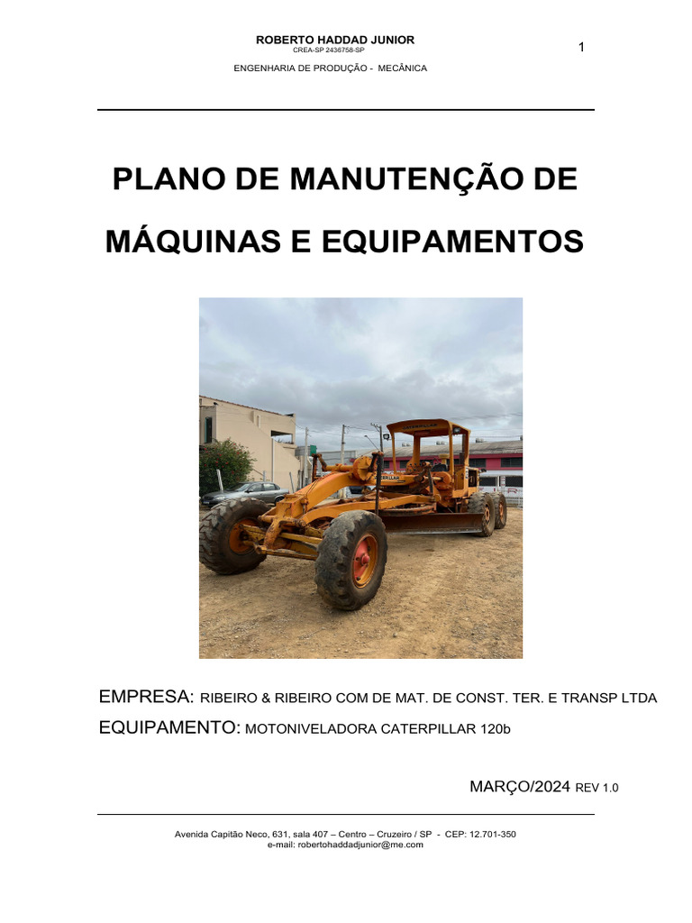 Plano de Manutencao Preventiva - Motoniveladora Caterpillar | PDF ...