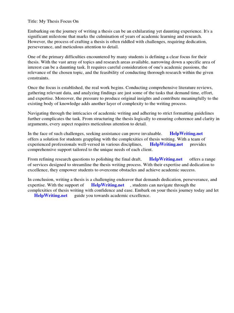 My Thesis Focus On | PDF | Thesis | Essays
