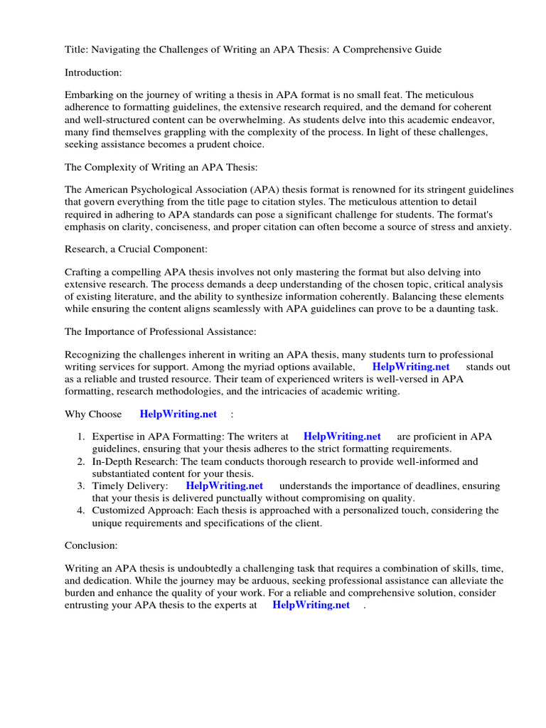 Apa Thesis Format Example | PDF | Apa Style | Thesis