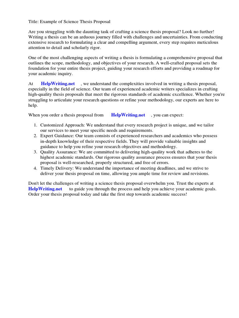 Example of Science Thesis Proposal | PDF | Methodology | Thesis