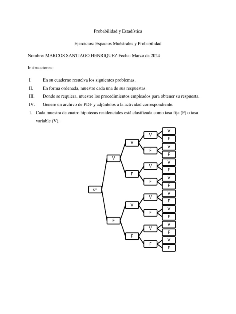Ejercicio Espacio Muestral y Probabilidad | Descargar gratis PDF | Probabilidad | Matemáticas