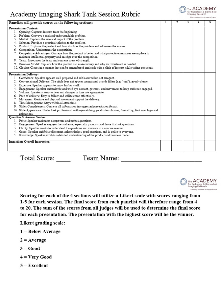 Imaging Shark Tank Rubric FINAL. PDF 1 | PDF | Cognitive Science ...