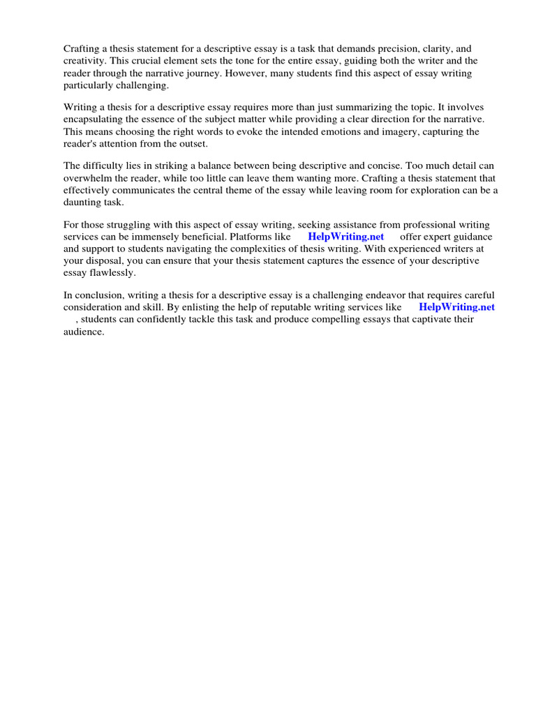 How Do You Write A Thesis For A Descriptive Essay | PDF | Essays ...