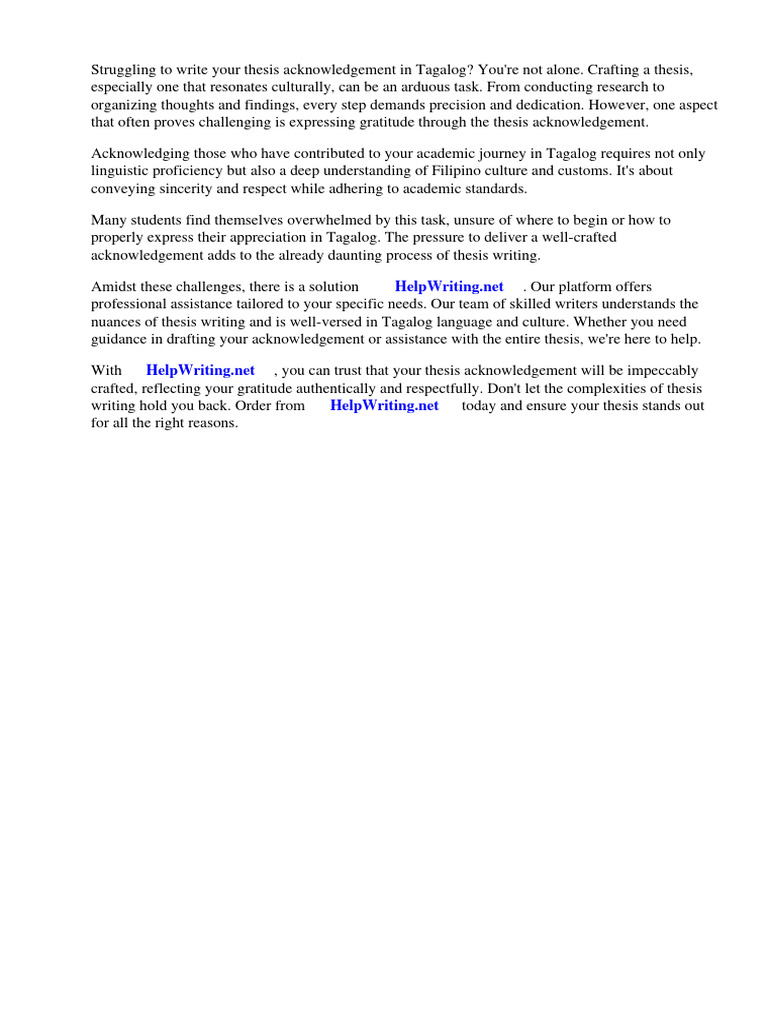 Thesis Acknowledgement Sample Tagalog | PDF | Thesis | Tagalog Language