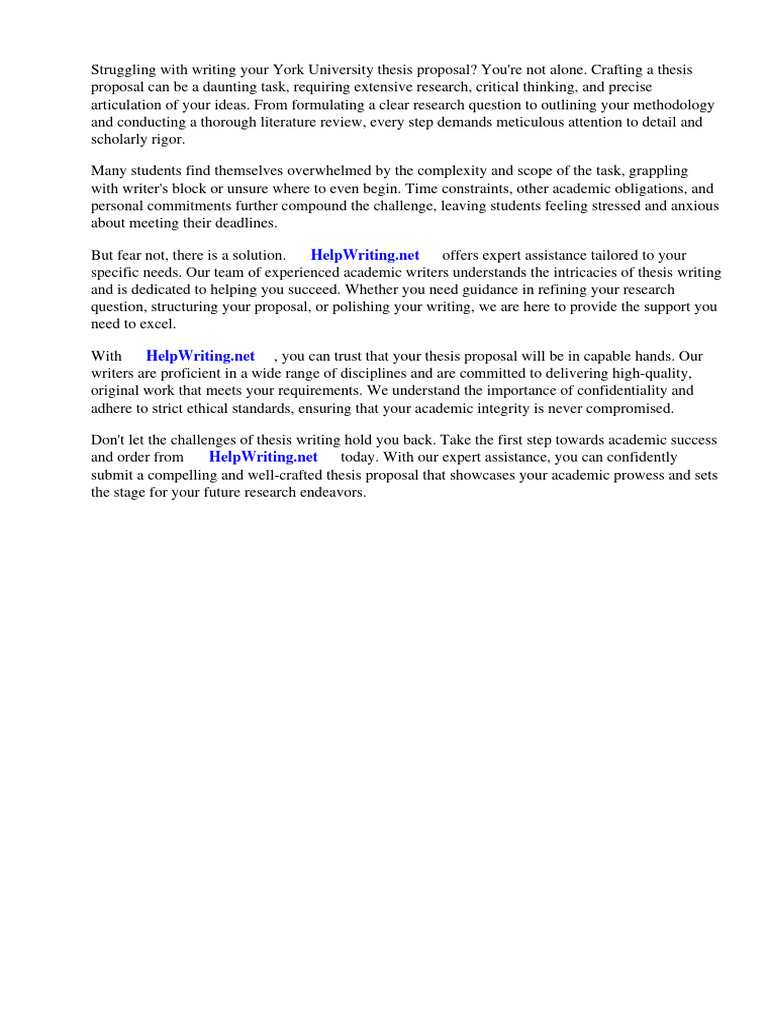 York University Thesis Proposal | PDF | Thesis | Science