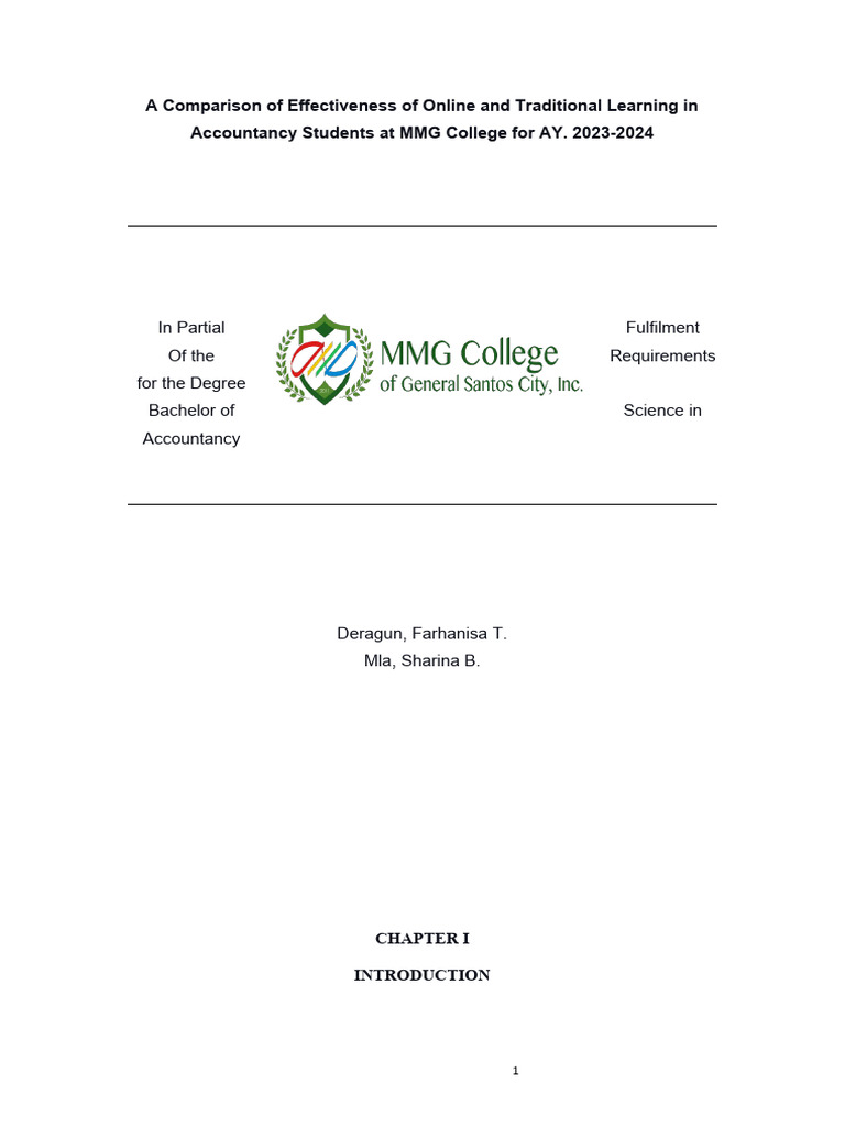 A Comparison of Effectiveness of Online and Traditional Learning in ...