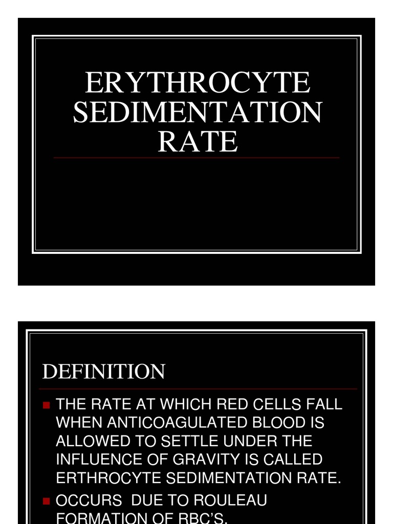 Erythrocyte Sedimentation Rate Overview | PDF | Clinical Pathology ...