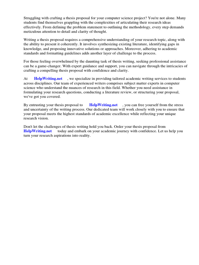 Example Thesis Proposal For Computer Science | PDF | Thesis | Methodology