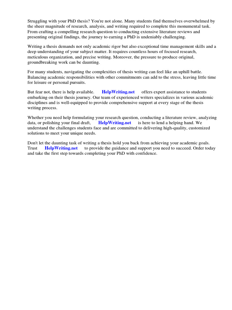 PhD Thesis Writing Support Services | PDF | Thesis | Ligand