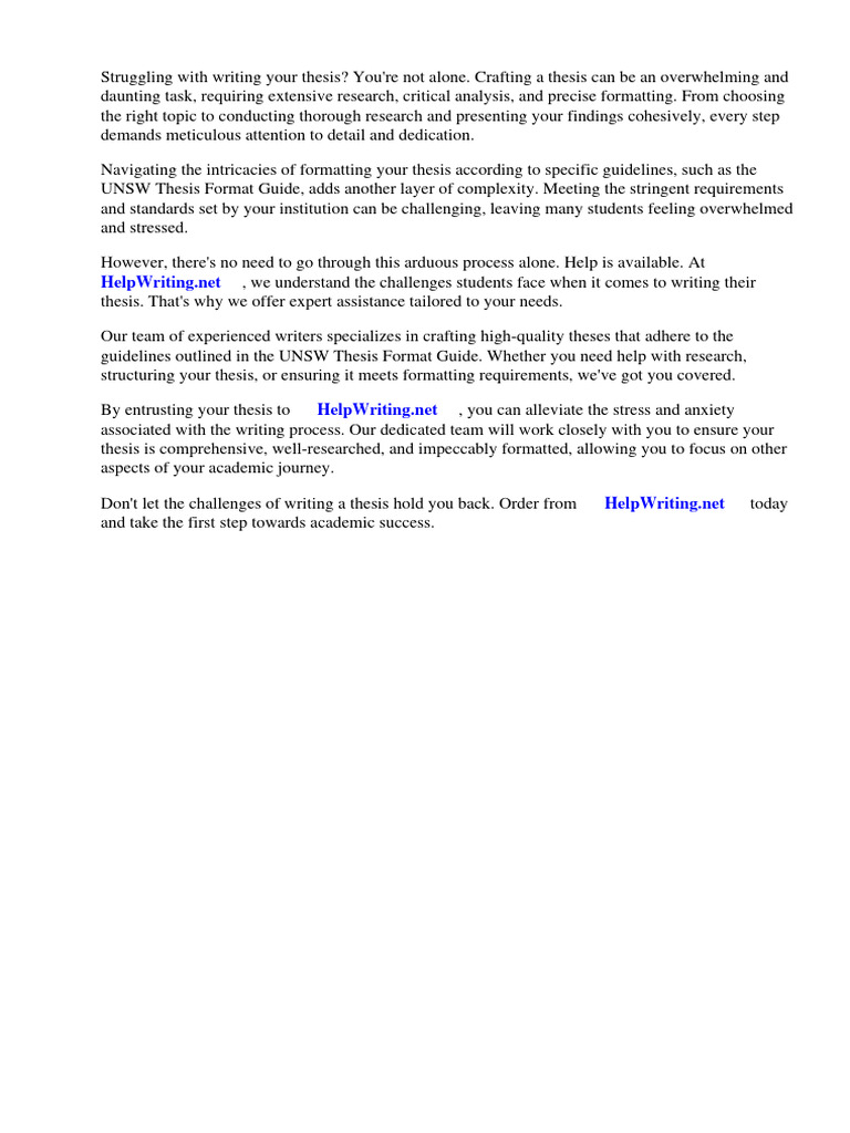 Unsw Thesis Format Guide | PDF | Thesis