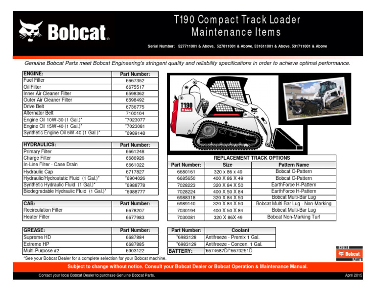 t190-maintenance-chart | PDF | Mechanical Engineering | Manufactured Goods