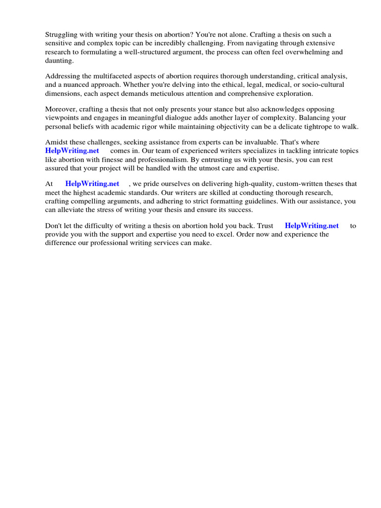 Example Thesis On Abortion | PDF | Abortion | Pregnancy