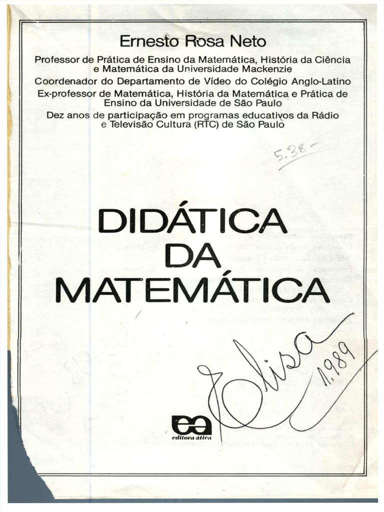 Didatica Da Matematica Ernesto Rosa Neto | PDF | Science | Cognição
