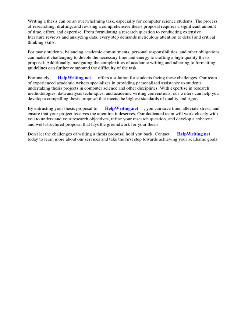 Sample Thesis Proposal For Computer Science Students | PDF | Thesis | Engineering