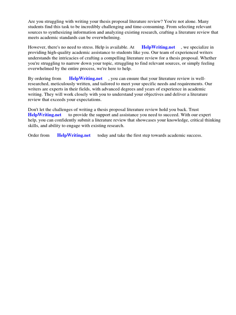 Thesis Proposal Example Literature Review | PDF | Thesis | Hypothesis