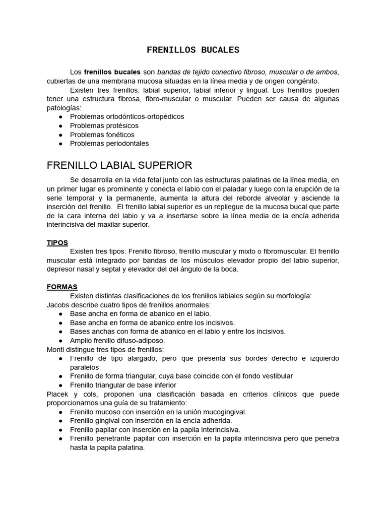 Clasificación y tipos de frenillos bucales | PDF | Cirugía | Ortodoncia