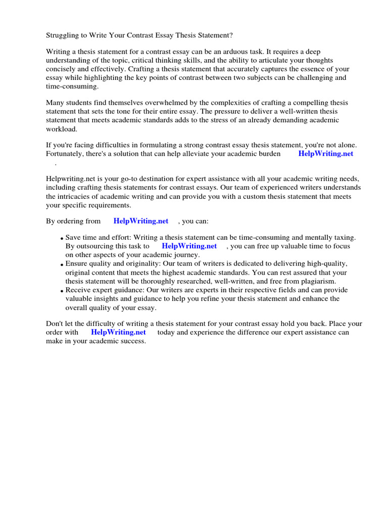 Crafting Contrast Essay Thesis Statements | PDF | Essays | Thesis