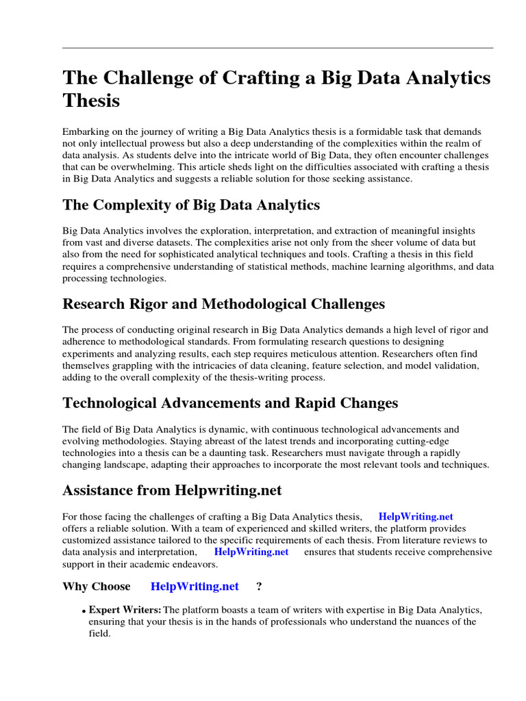 Big Data Analytics Thesis | PDF | Big Data | Analytics