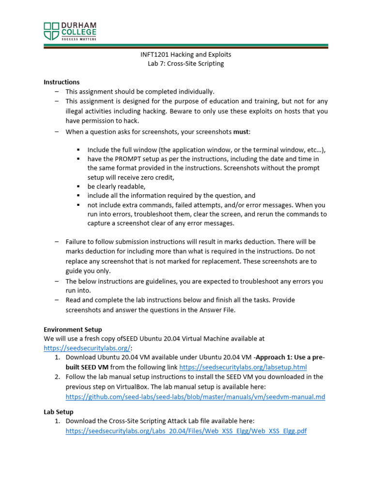 Lab 7 Cross-Site Scripting | PDF | Http Cookie | Screenshot