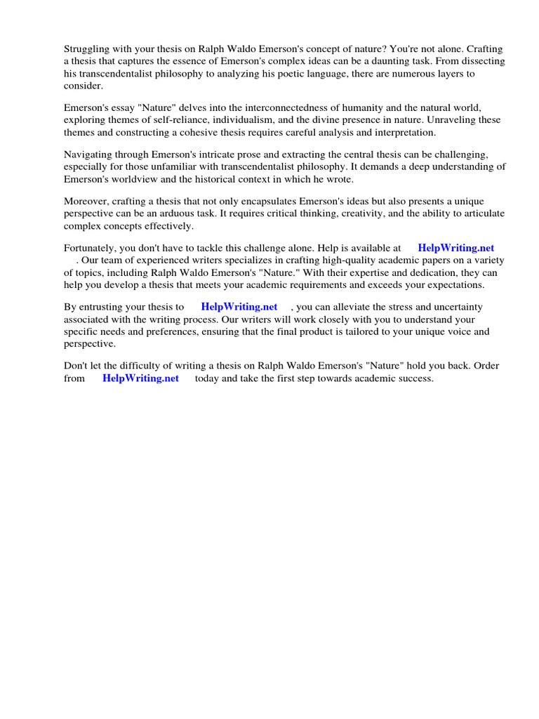 Nature by Ralph Waldo Emerson Thesis | PDF | Ralph Waldo Emerson ...