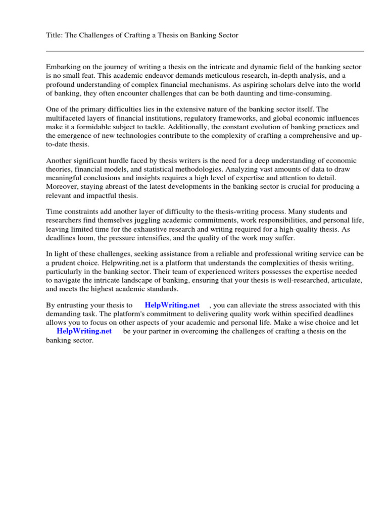 Thesis On Banking Sector | PDF | Banks | Islamic Banking And Finance