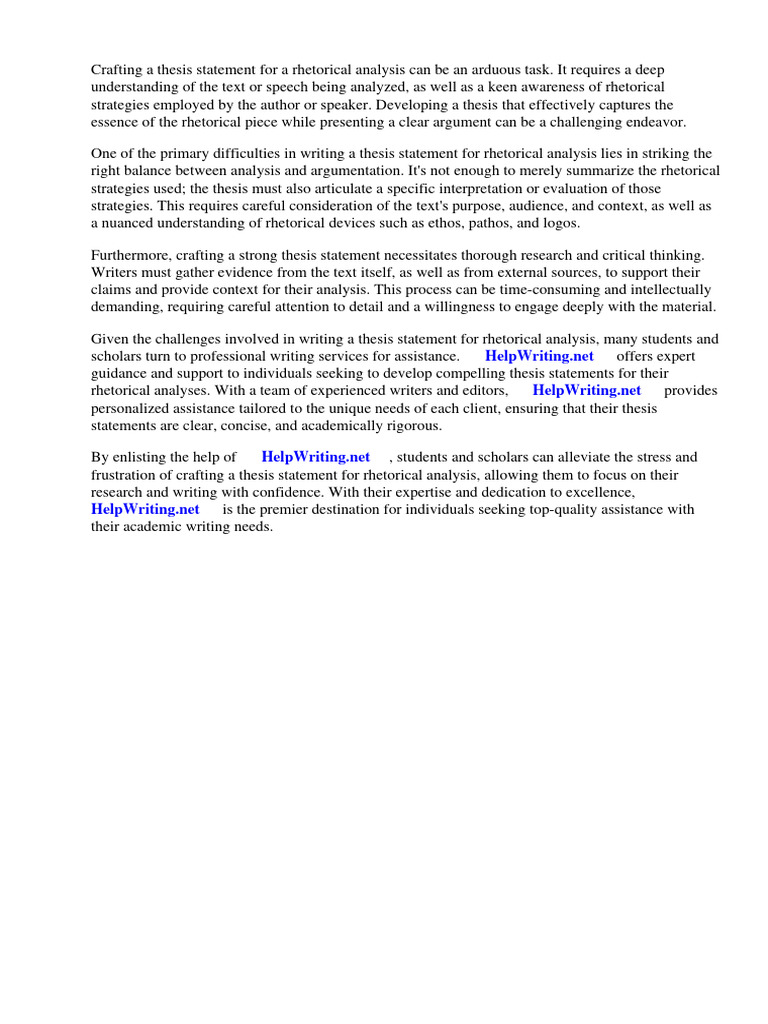 Good Thesis Statements For Rhetorical Analysis | PDF | Rhetoric | Essays