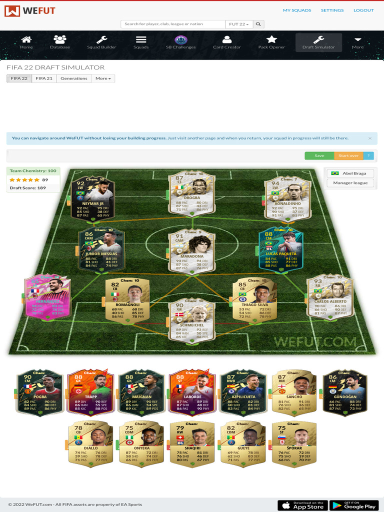 FUT Draft Simulator FIFA 22 Ultimate Team WeFUT 10 | PDF