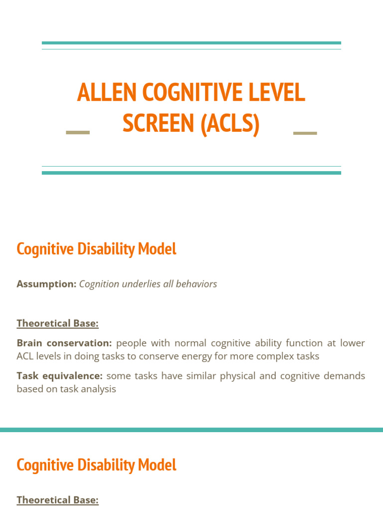 Allen Cognitive Level Screen (Acls) | PDF
