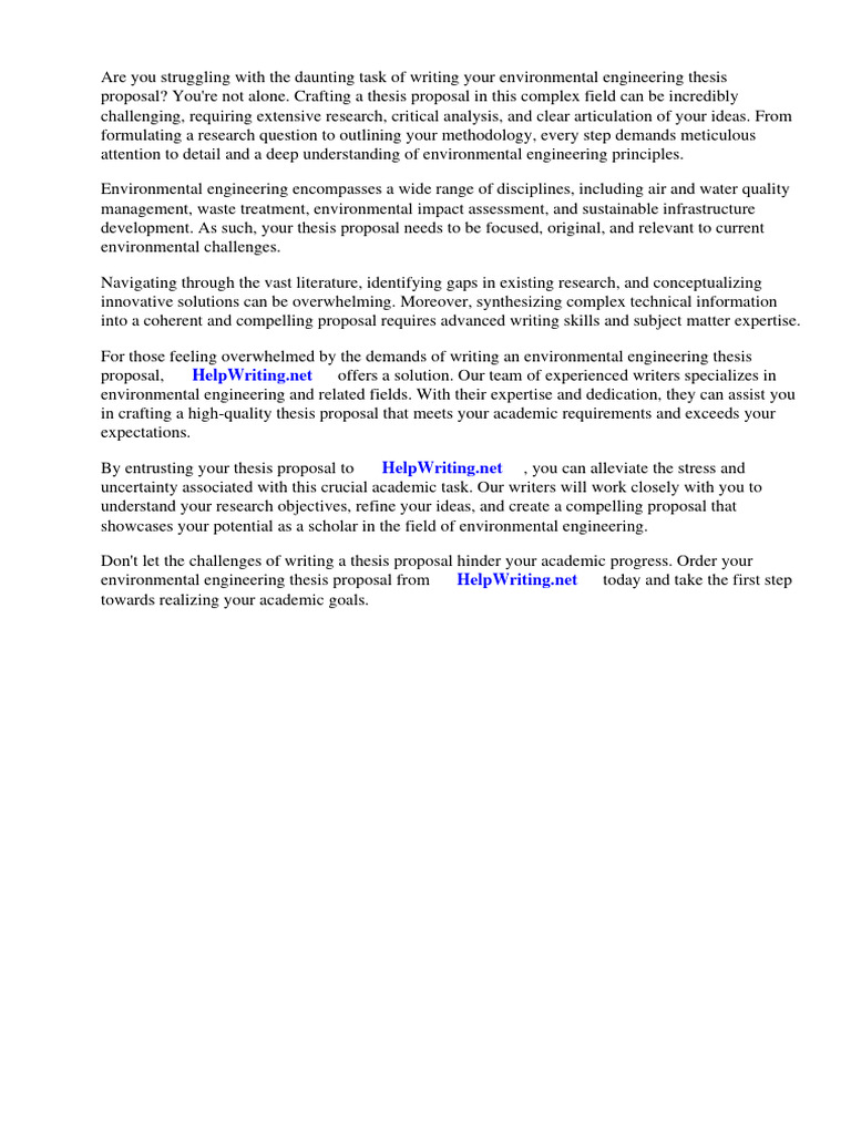 Environmental Engineering Thesis Proposal | PDF | Natural Environment ...