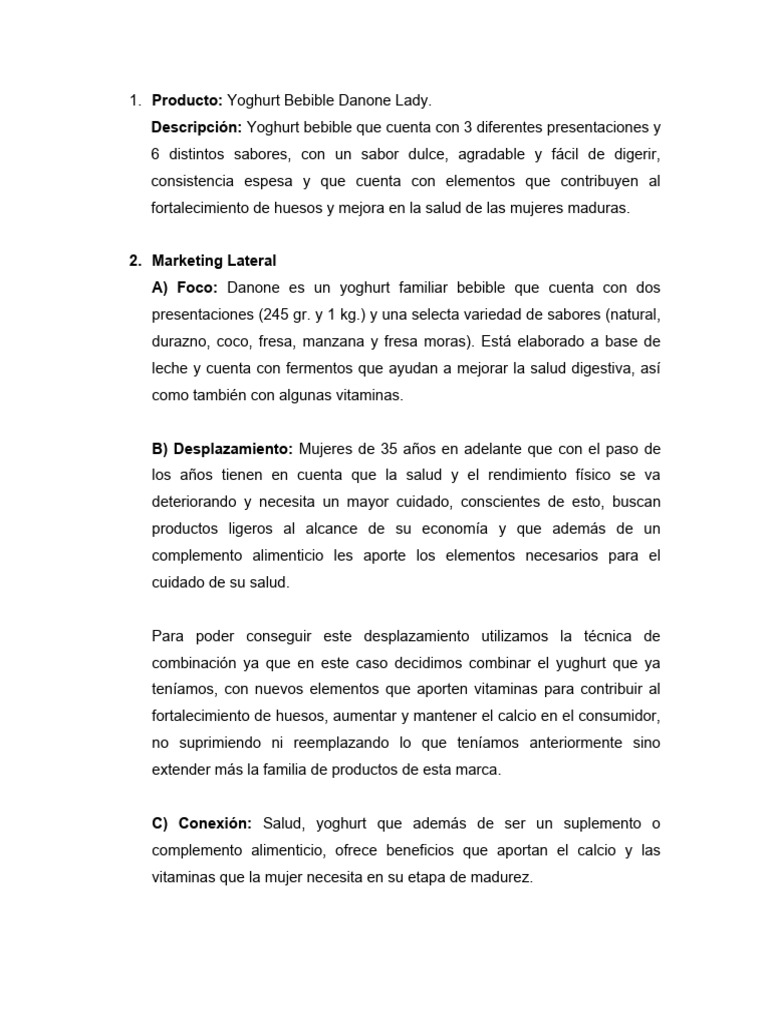 Yoghurt Danone Lady: Salud Ósea Femenina | PDF | Producto (Negocio) | Yogur