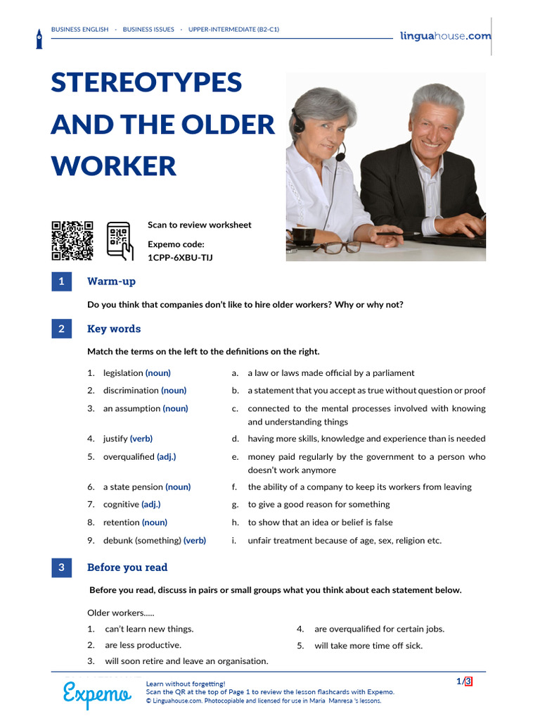 Stereotypes and The Older Worker British English Teacher | PDF | Ageism ...