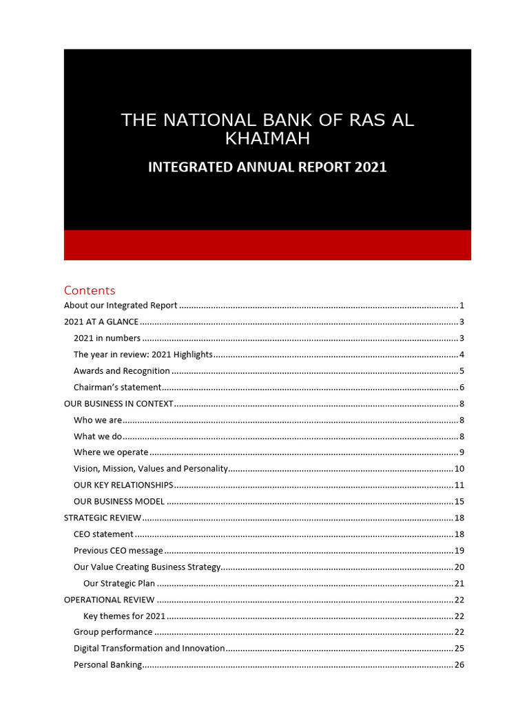 RAKBANK 2021 Annual Integrated Report English | PDF | Banks | Regulatory Compliance