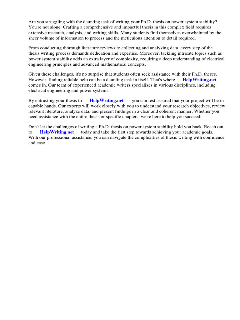 PHD Thesis On Power System Stability | PDF | Electric Generator | Steady State
