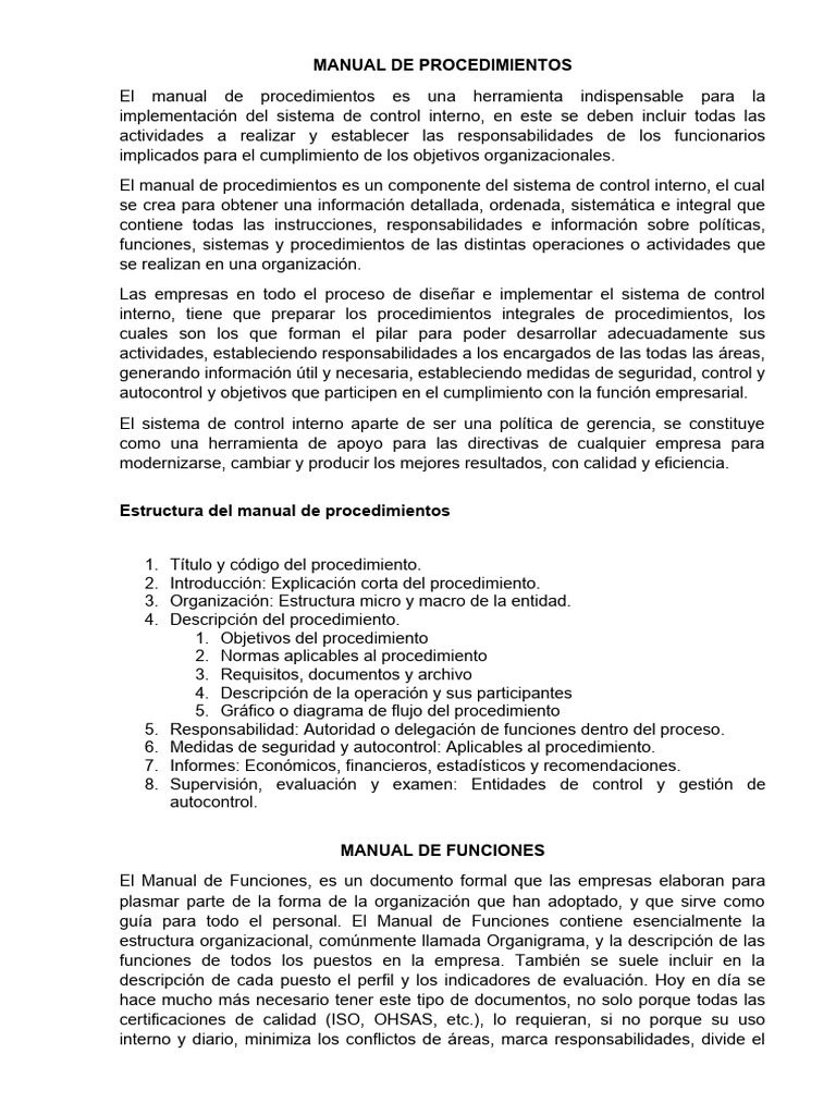 MANUAL DE PROCEDIMIENTOS y FUNCIONES | PDF | Business | Contabilidad