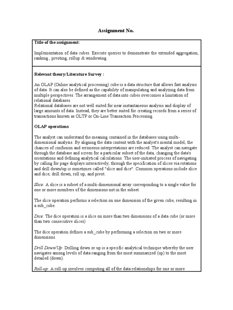 Assignment No.: Title of The Assignment | PDF | Databases | Information Technology