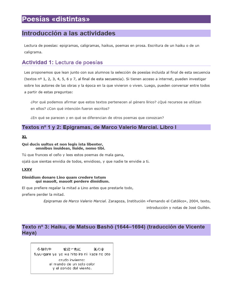 Distintos Tipos de Poesías | PDF | Haiku | Poesía