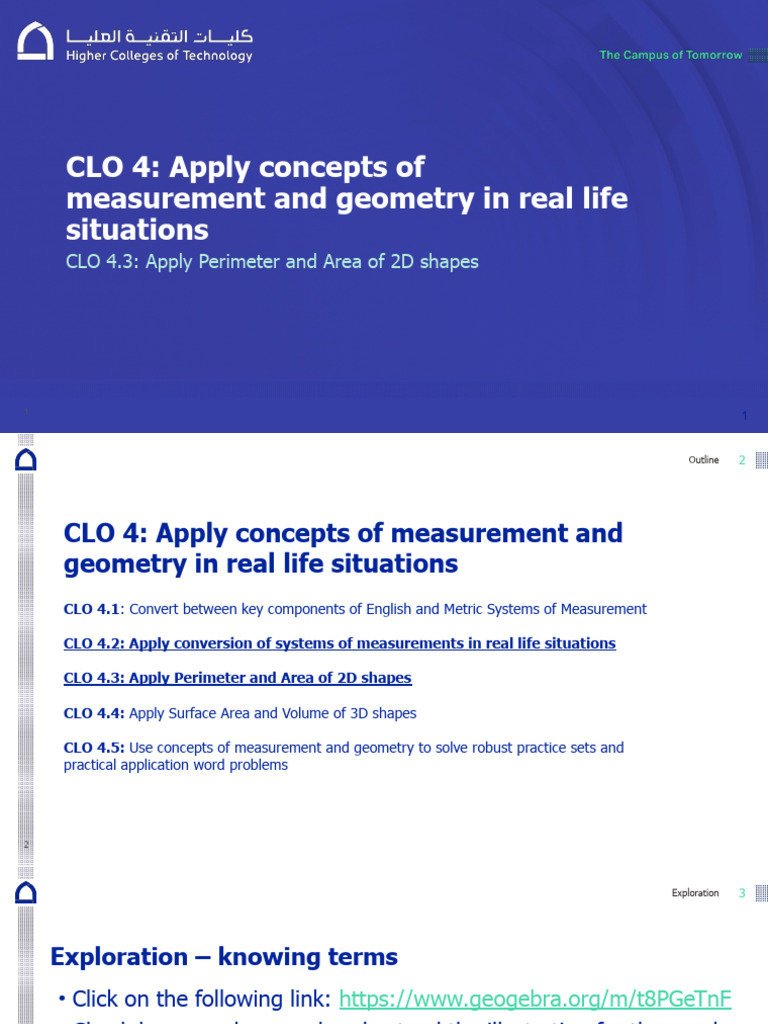 LSM 1123 - CLO 4.3 Apply Perimeter and Area of 2D Shapes | PDF | Area | Circle