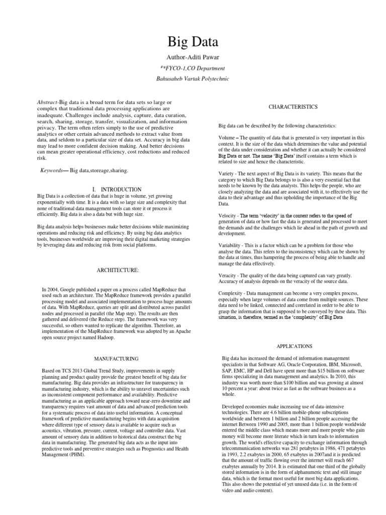 BCC (IEEE Format) Big Data | Download Free PDF | Big Data | Map Reduce