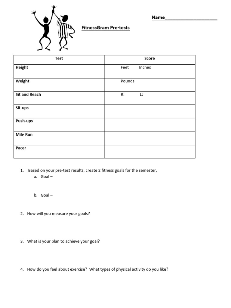 fitnessgram pre-test goal sheet | PDF
